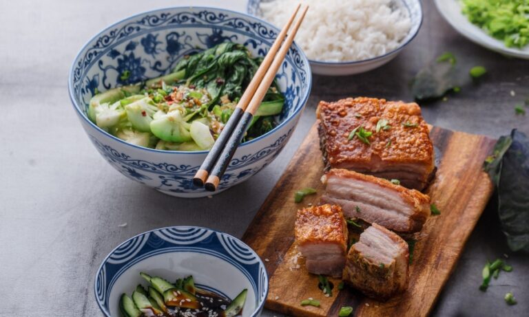Char Siu Pork Belly with Asian Greens